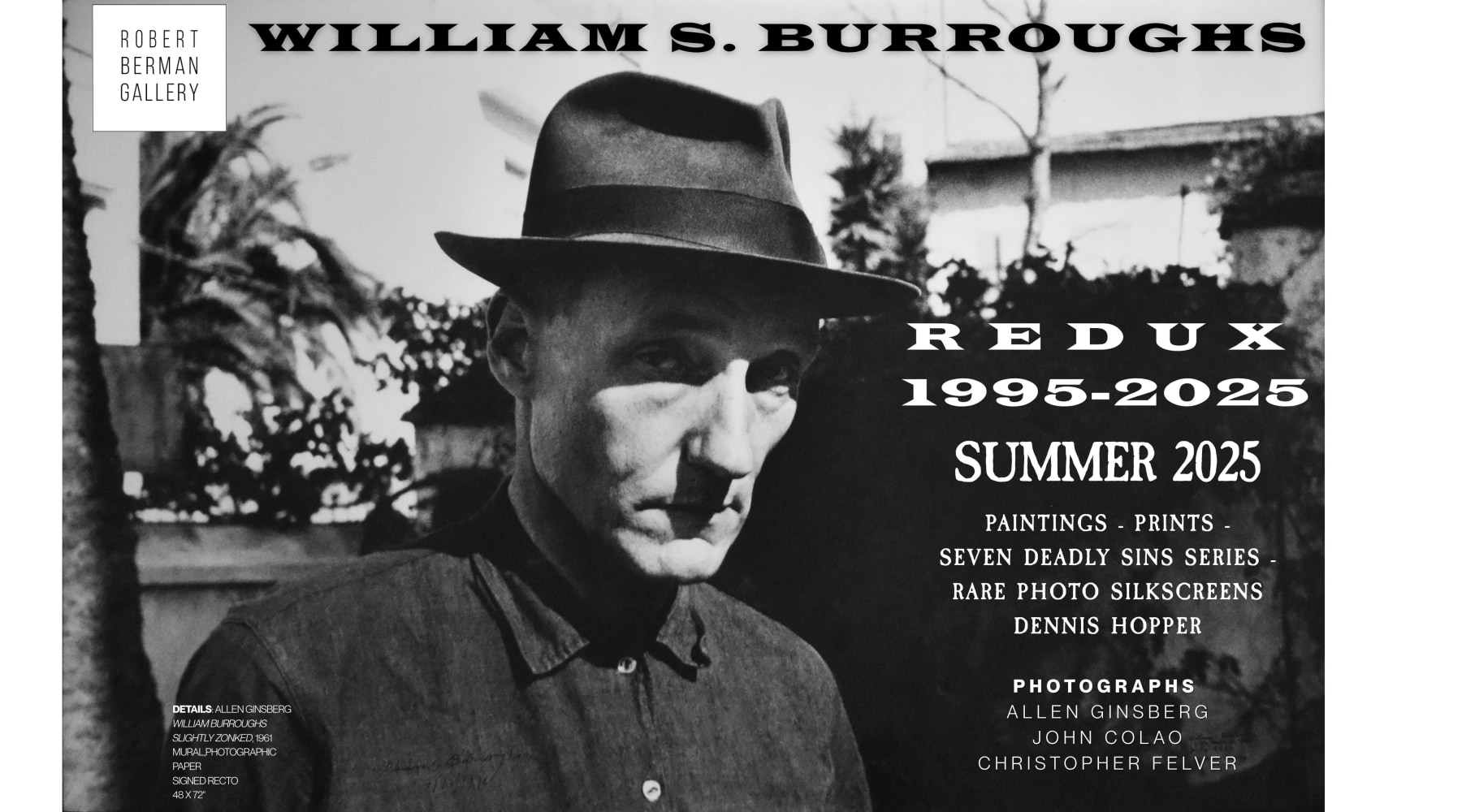 The Robert Berman Gallery: REDUX 1995–2025: William S. Burroughs | Visit Santa Monica